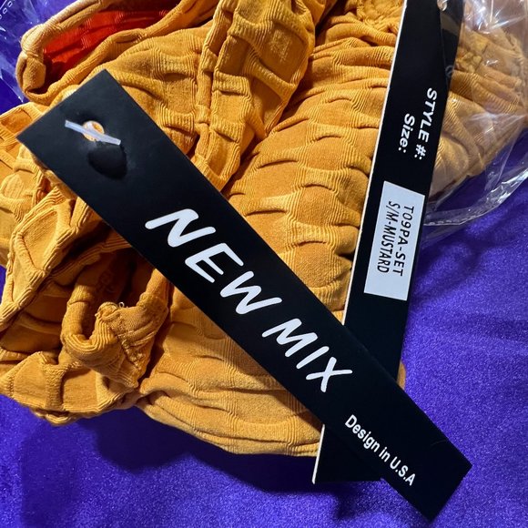 New Mix | Pants & Jumpsuits | New New Mix 2 Piece Mustard Cotton Blend ...